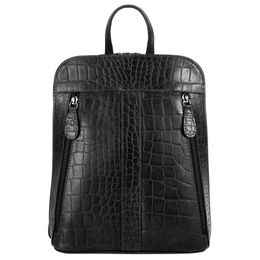 CLUTY Damen Cityrucksack, schwarz, Leder, Rindsleder, Rucks&auml;cke, echt Leder