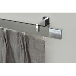 Gardinenstange Garesa, L:300cm, silber, Aluminium, Wohnzimmer, Gardinenstangen, "FLAT", Rechteckprofil, Wandmontage, perfekter Lauf, modern,