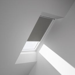 Velux Verdunklungsrollo "DKL SK08 0705SWL", SK08, stufenlos positionierbar, grau, Kinderzimmer, Rollos, wei&szlig;e F&uuml;hrungsschienen & Griffleiste