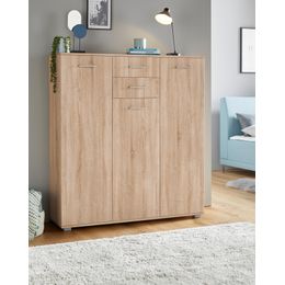 Kombikommode Priess, B:123cm H:135cm T:38cm, braun, Holzwerkstoff, Schlafzimmer, Sideboards