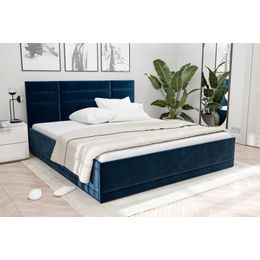 Polsterbett, B:160cm L:210cm, blau, Westfalia Schlafkomfort, Bezug 100% Polyester, Polsterung: Polsterwatte, Material Gestell: gepolsterter