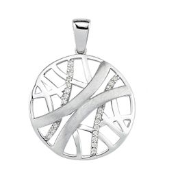 Kettenanh&auml;nger Jobo "Anh&auml;nger rund Silberanh&auml;nger 22 mm", silber (silber 925, wei&szlig;), Schmuckanh&auml;nger, Damen, Silber 925 (Sterlingsilber), Kettenanh&auml;nger, 925 Silber rhodiniert mit 22 Zirkonia