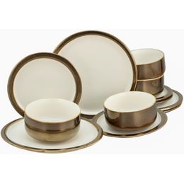 Creatable Teller-Set "Modern Industrial", 12 Stk., gold, Geschirr-Sets, Service, Spezialglasur, gl&auml;nzende Sprenkel, 12 Teile, f&uuml;r 4 Personen