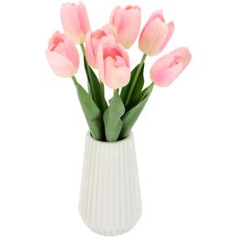 Kunstblume I.GE.A., B:17cm H:33cm L:17cm, rosa, Kunstpflanzen, "Real-Touch-Tulpen", Vase aus Keramik