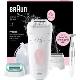 Braun Damen Epilierer "Silk-&eacute;pil 5 SE5-251"rosa, Epilierer, Wet & Dry, Rasier- und Trimmeraufsatz, Bikini-Trimmer