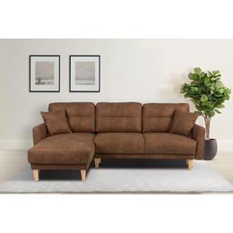 Ecksofa Home Affaire, B:234cm H:89cm T:164cm, braun, Wohnzimmer, Sofas, "TRIPLO optionale Schlafsofa mit Bettkasten, Ma&szlig;e B/T/H: 234/164/89 cm",