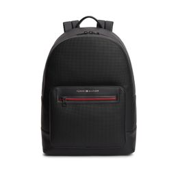 Rucksack Tommy Hilfiger "TH FOUNDATION BACKPACK", Gr. B/H/T: 31cm x 42cm x 13cm, schwarz, Lederimitat, Rucks&auml;cke Rucksack, Unisex Businessrucksack, Reiserucksack mit verstellbarem Tragegurten