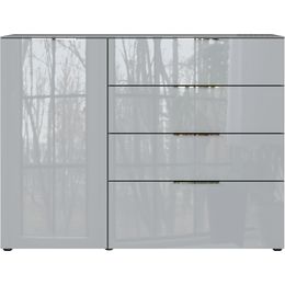 Sideboard Germania, B:134cm H:102cm T:42cm, grau, Glas, Sicherheitsglas ESG, Spanplatte, Esszimmer, Sideboards, "Oakland", in 2 Breiten, Fronten und
