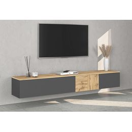 Lowboard OTTO HOME, B:200cm H:30cm T:35cmanthrazit, eiche wotan, Wohnzimmer, Sideboards, "ISEO, TV-Kommode,TV-M&ouml;bel,TV-Bank, 3 F&auml;cher, Breite 210
