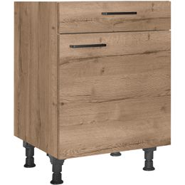 Unterschrank Nobilia, B:60cm H:87cm T:58,3cm, braun, K&uuml;che, Schr&auml;nke, ""Structura", Ausrichtung w&auml;hlbar, vormont., in den Breiten 30, 45 und", 60 cm