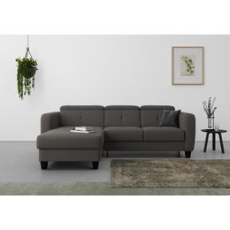 Sit & More Ecksofa SIT & MORE, B:247cm H:85cm T:170cm, grau, Wohnzimmer, Sofas, "Belluci L-Form", inklusive Federkern, wahlweise mit Bettfunktion und Bettkasten