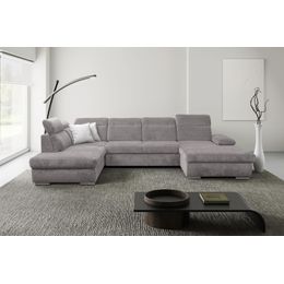 Wohnlandschaft WERK2, B:359cm H:86cm T:232cmbraun, 100% Polyester, Sofas, "Cordoba inkl. Bett, Bettkasten & Kopfteilfunktion, Breite 359 cm", bequem,
