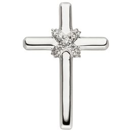 Kreuzanh&auml;nger Jobo "Anh&auml;nger Kreuz Silberkreuz schmal 28 mm", silber (silber 925, wei&szlig;), Schmuckanh&auml;nger, Damen, Silber 925 (Sterlingsilber), 925 Silber rhodiniert mit 9 Zirkonia