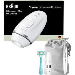 Braun Damen IPL-Haarentferner "Silk-expert Pro IPL PL1115"wei&szlig;, silber, IPL-Haarentferner, mit Tasche, Mini-Gesichtshaarentferner, Bikini-Trimmer,