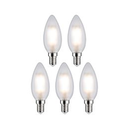 Paulmann LED-Leuchtmittel "5er Pack Kerze 470lm 4000K matt 230V", Energieeffizienz: F (A-G), wei&szlig;, L:9,8cm &Oslash;:3,5cm, Leuchtmittel