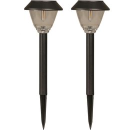 Gartenleuchte Luxform, schwarz, Leuchten, "Solar-Gartenlampe - Kodiak - 2 St - 5 Lumen - LED", Aus Edelstahl & Glas gefertigt