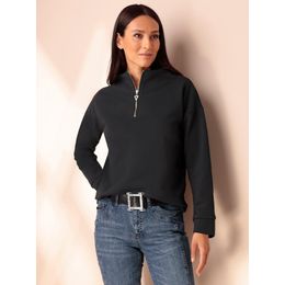 Heine Damen Sweatshirt, schwarz, Gr. 48, unifarben, 82% Baumwolle, 18% Polyester, Sweatshirts