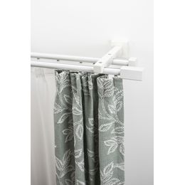 Gardinenschiene Garesa, L:170cm, wei&szlig;, Gardinenstangen, "Cubus, Quader Innenlauf", Innenlauf-Vorhanggarnitur, verl&auml;ngerbar, Holz-Aluminium