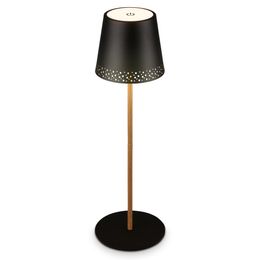 Briloner Leuchten LED Tischleuchte "KIKI", schwarz, natur, 1, &Oslash; 12cm H: 38cm, 1 Stk., Leuchten, mit Akku, h&ouml;henverstellbar, USB-C, warmwei&szlig;, IP44, schwarz, 38 cm, LED Tischleuchte