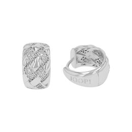 JOOP! JOOP Damen Paar Creolen "Schmuck, Geschenk", 16mm, Silber 925 (Sterlingsilber)silberfarben, kristallwei&szlig;, kristallwei&szlig;, Silber 925 (Sterlingsilber),