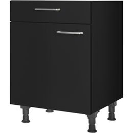 Unterschrank Nobilia, B:60cm H:87cm T:58,3cm, schwarz, K&uuml;che, Schr&auml;nke, ""Touch", Ausrichtung w&auml;hlbar, vormontiert, in den Breiten 30, 45 und", 60 cm