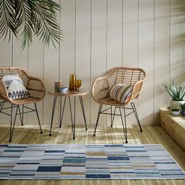 Teppich FLAIR RUGS, B:80cm H:4mm L:230cm, blau, Polypropylen, Wohnzimmer, Teppiche, "Rosco Geo", Rosco Geometrischer Teppich f&uuml;r drinnen und drau&szlig;en