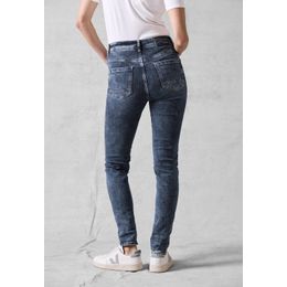Cecil Damen Slim-fit-Jeans, blau, Gr. 36, unifarben, Jeans, 82% Baumwolle, 15% Polyester, 3% Elasthan, Jeans, High Waist