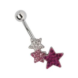 Adelia&acute;s ADELIA ́S Damen Bauchnabelpiercing "Piercing Piercing Bauchnabelpiercing", bunt, Titan, Piercings, Titan Banane 3 Strass Sterne klar rosa lila