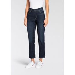 MAC Damen 7/8-Jeans "Melanie-7/8 Embro", blau, Gr. 32, Abriebeffekte, Denim/Jeans, Obermaterial: 88% Baumwolle, 9% Elastomultiester, 3% Elasthan,