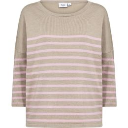 Saint Tropez Damen Strickpullover "MilaSZ R-neck Stripe", beige, Gr. XS, gestreift, Feinstrick, Obermaterial: 80% Viskose, 20% Polyacryl, Pullover,