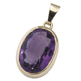 Jobo Damen Kettenanh&auml;nger "Anh&auml;nger Amethystanh&auml;nger oval 16 mm", Gelbgold 585gelbgold 585, Gelbgold 585, Schmuckanh&auml;nger, 585 Gold mit Amethyst