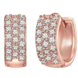 Lulu & Jane LULU & JANE Damen Paar Creolen "Set: AV223", 11,9,mit Zirkonia, Messingros&eacute;gold, wei&szlig;, Messing, Ohrringe, mit Zirkonia