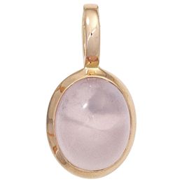 Jobo Damen Kettenanh&auml;nger "Anh&auml;nger Ros&eacute;goldanh&auml;nger oval", Ros&eacute;gold 585rosa, rosa, Ros&eacute;gold 585, Schmuckanh&auml;nger, 585 Ros&eacute;gold mit Rosenquarz