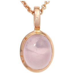 Jobo Damen Kettenanh&auml;nger "Anh&auml;nger Ros&eacute;goldanh&auml;nger oval", Ros&eacute;gold 585, rosa, Ros&eacute;gold 585, Schmuckanh&auml;nger, 585 Ros&eacute;gold mit Rosenquarz