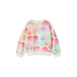 s.Oliver JUNIOR M&auml;dchen Sweatercream aop, Gr. 128, bedruckt, Sweatware, Obermaterial: 95% Baumwolle, 5% Elasthan, Sweatshirts, mit Herz-Allover-Print