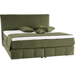Boxspringbett Alina, B:188cm L:214cm, gr&uuml;n, Chenille GCP (100% Polyester), Jugendzimmer, Komplettbetten, "Luga", 188 cm breit, inkl. Matratze und