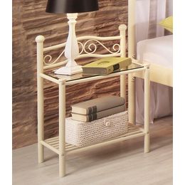 Nachtkonsole Home Affaire, B:43cm H:63cm T:31cm, beige, Metall, Sideboards