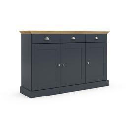 Sideboard OTTO HOME, B:125cm H:80cm T:35cm, grau, Spanplatte, Wohnzimmer, Sideboards, "Motala", Kommode, 3 Schubladen und 2 verstellbare