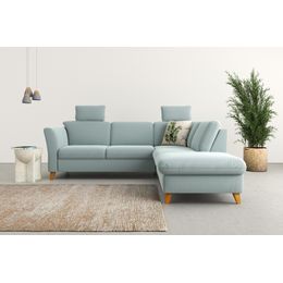 Ecksofa Home Affaire, B:252cm H:86cm T:213cm, blau, 100% Polyester, Wohnzimmer, Sofas, "Trelleborg L-Form", Federkern-Polsterung, wahlweise mit