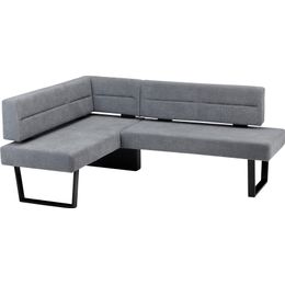 Eckbank, B:155cm H:85cm T:195cm, blau, MASSIVLINE & MORE, Holzwerkstoff, Metall, Polyester, Esszimmer, Sitzb&auml;nke, "Martina", modernes Design, Gestell