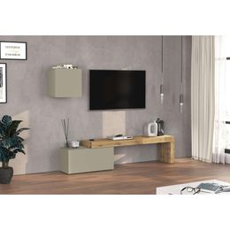 TV-Wand OTTO HOME, B:220cm H:190cm T:40cmtaube, eiche wotan, Kastenm&ouml;bel-Sets, "Chronos TV-Set, Wohnwand &ndash; Elemente frei platzierbar, Made in Italy",