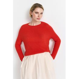 RICHROYAL Damen Rundhalspullover, rot, Gr. S, Strick, Obermaterial: 100% Baumwolle, Pullover, Mit Rundhalsausschnitt