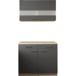 Mehrzweckschrank-Set respekta, B:100cm H:200cm T:60cmgrau, Kastenm&ouml;bel-Sets, "Merle", Breite 100 cm, Soft-Close, Metallstangengriffe, 85 cm
