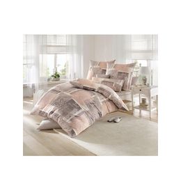 Bettw&auml;sche Biberna, beige, Mako-Satin, 100% Baumwolle, Bettw&auml;sche