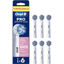 Oral-B Aufsteckb&uuml;rsten "Pro Sensitive Clean", 6 Stk.wei&szlig;, Zahnb&uuml;rstenk&ouml;pfe, Sanfte Zahnreinigung, innovative X-f&ouml;rmige Borsten