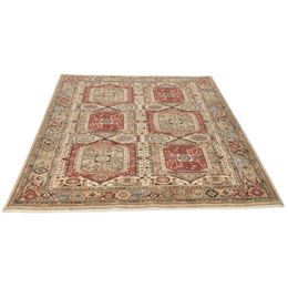 Wollteppich Theko, B:300cm H:10mm L:395cm, beige, Wolle, Wohnzimmer, Teppiche, "Saharna 7275", reine Wolle, Orient-Optik, mit Fransen