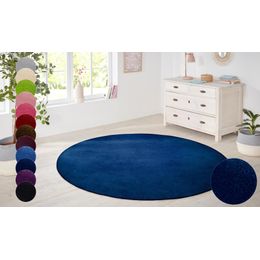 Teppich Hanse Home, H:8,5mm &Oslash;:200cm, blau, Kunstfaser, Wohnzimmer, Teppiche, "Shashi", Kurzflor, Unifarben, Teppich, Weich, Esszimmer, Kinderzimmer,