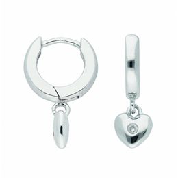 Adelia&acute;s ADELIA ́S Damen Paar Creolen "Damen 925 Silber Ohrringe Creolen Herz mit Zirkonia &Oslash; 11,8 mm", Damen, Silber 925 (Sterlingsilber), silber, Silber 925