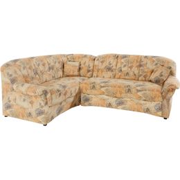 Ecksofa DOMO collection, B:256cm H:91cm T:200cm, beige, Luxus-Microfaser (100% Polyester), mit Muster;Struktur (100% Polyester), Wohnzimmer, Sofas,