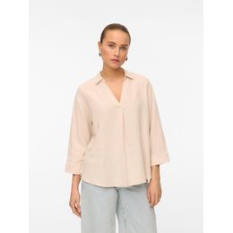 V&eacute;ro Moda VERO MODA Damen Shirtbluse "VMLINN 3/4 TOP WVN GA NOOS", gelb, Gr. S, unifarben, Web, Obermaterial: 55% Leinen, 45% Viskose, Blusen